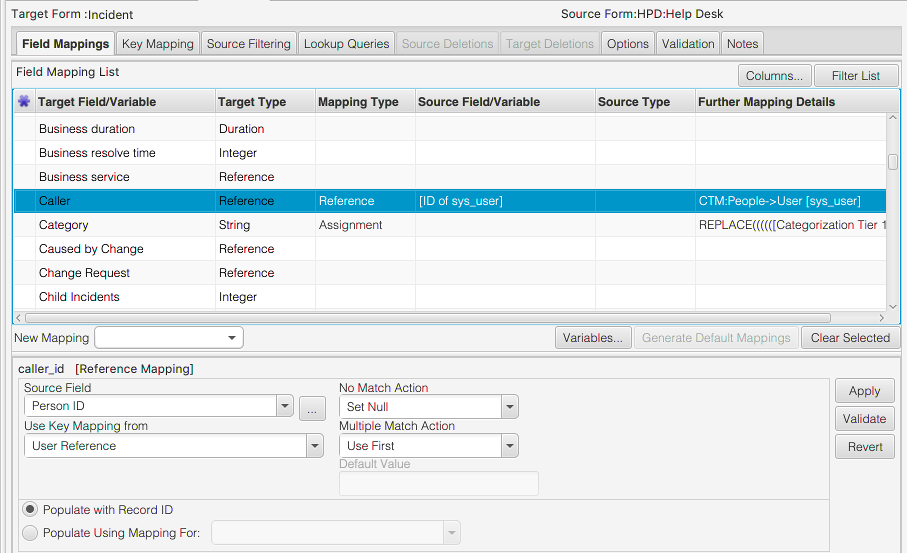 Creating a Reference Form Mapping (Legacy->ServiceNow) – Precision Bridge