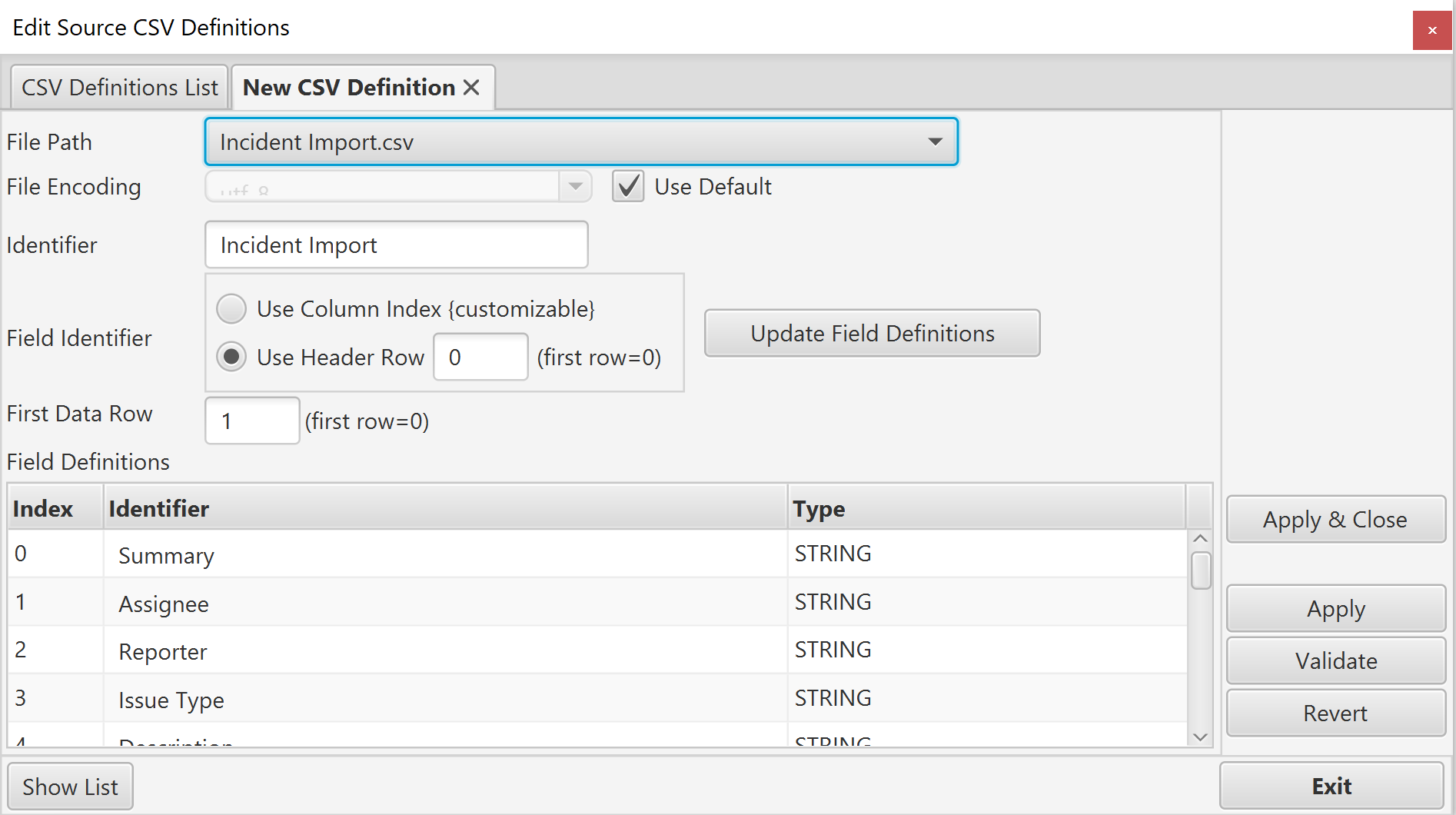 Configuring CSV File Definitions – Precision Bridge